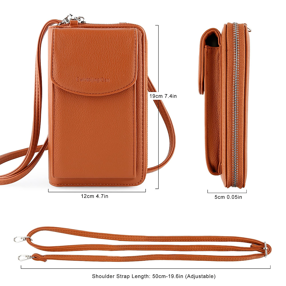 EwiutoijngiQan PU Ladies Leather RFID Blocking Crossbody Mobile Phone Bag Ladies Wallet, Fashion One Shoulder Strap Bag