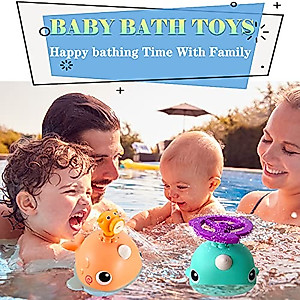 HsngYHL Baby Bath Toy with Shower Head and 3 Water Spray Head Bathtub Toys, Whales Squirt Shower Faucet and Bathtub Water Pump Bathing time Essentials for Toddlers Infants Kids (Orange)