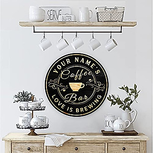 WODORO Custom Coffee Bar Wood Sign (Not Carved or Neon Sign), Kitchen Decor Wall Plaque, Personalized Gifts for Coffee Lovers, Espresso Cappuccino Latte Coffee & Tea Bar, Coffee & Wine Bar Sign (01)