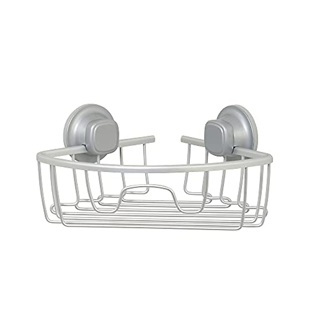 Zenna Home NeverRust PowerGrip Aluminum Suction Corner Basket shower caddy, 1-Shelf