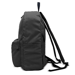 BeeGreen Simple Black Backpack School Backpack with YKK Zipper Water Bottle Pocket Gym Sports College Backpack with Inner Pocket & Hidden Zipper Pocket Lightweight Bookbag for Women Men Girls Boys