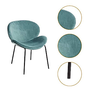 CangLong Accent Modern Large Shell Gold Metal Legs Cute Desk Velvet Dining Makeup Dresser for Living Room Leisure Chair for Bedroom Set of 2, Blue