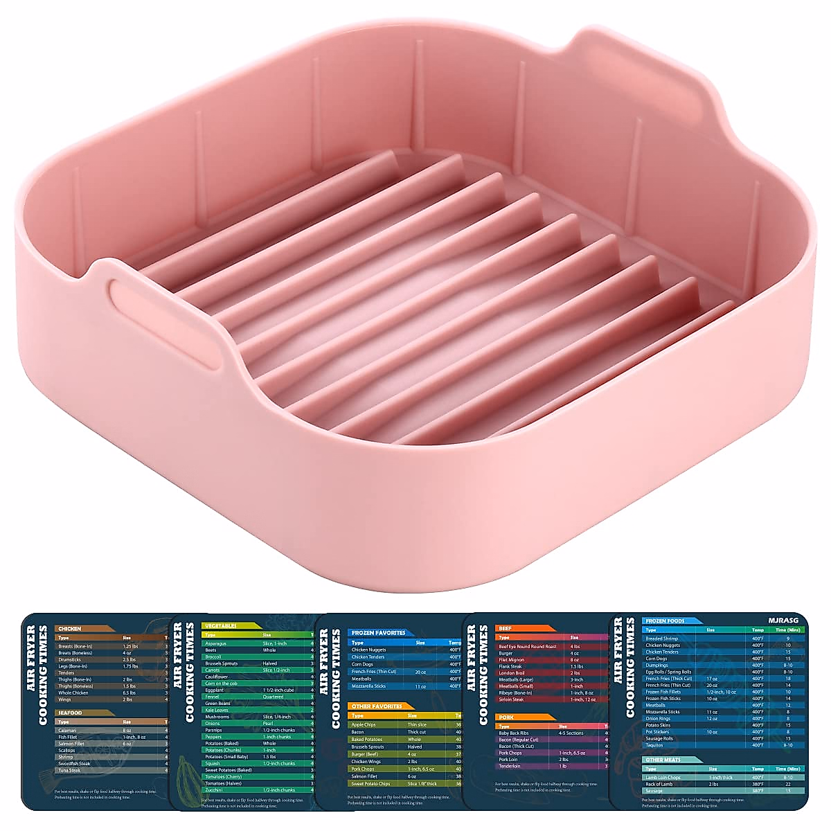 Air Fryer Liners 8 Inch Square Silicone Pot for 4-7 QT Air Fryer Accessories Food Grade Kitchen Replacement Basket Silicone Liners for Oven Microwave, No Need to Clean the Fryer, Pink