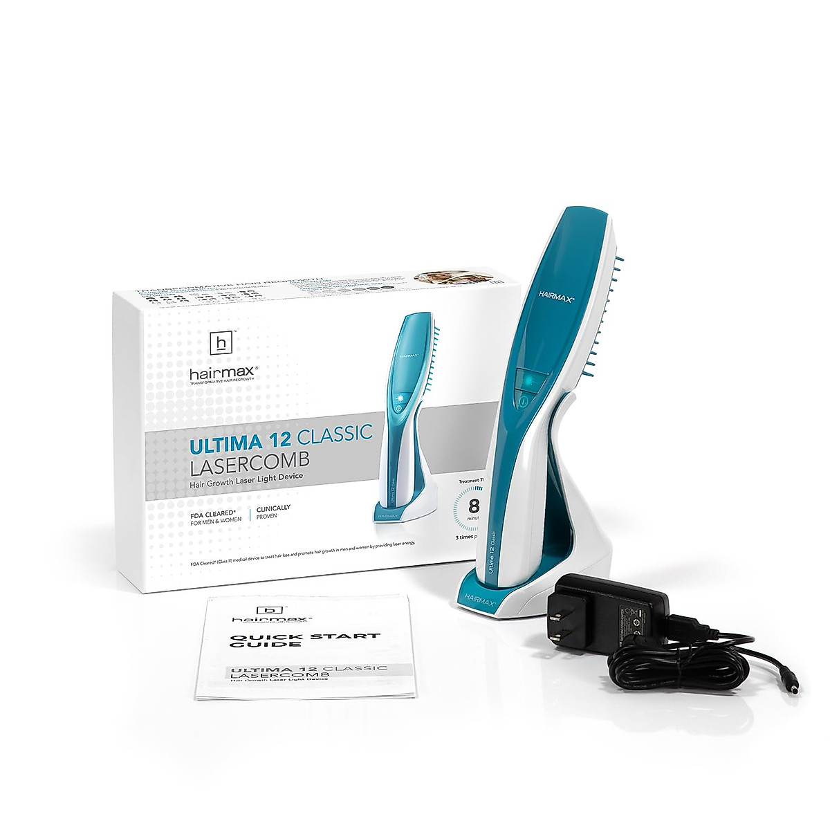 Hairmax Ultima 12 LaserComb - (FDA Cleared) Laser Hair Regrowth Treatment Device for Men & Women - Reverses Thinning Hair Loss - Red Light Therapy to Stimulate Hair Growth - Cordless Design
