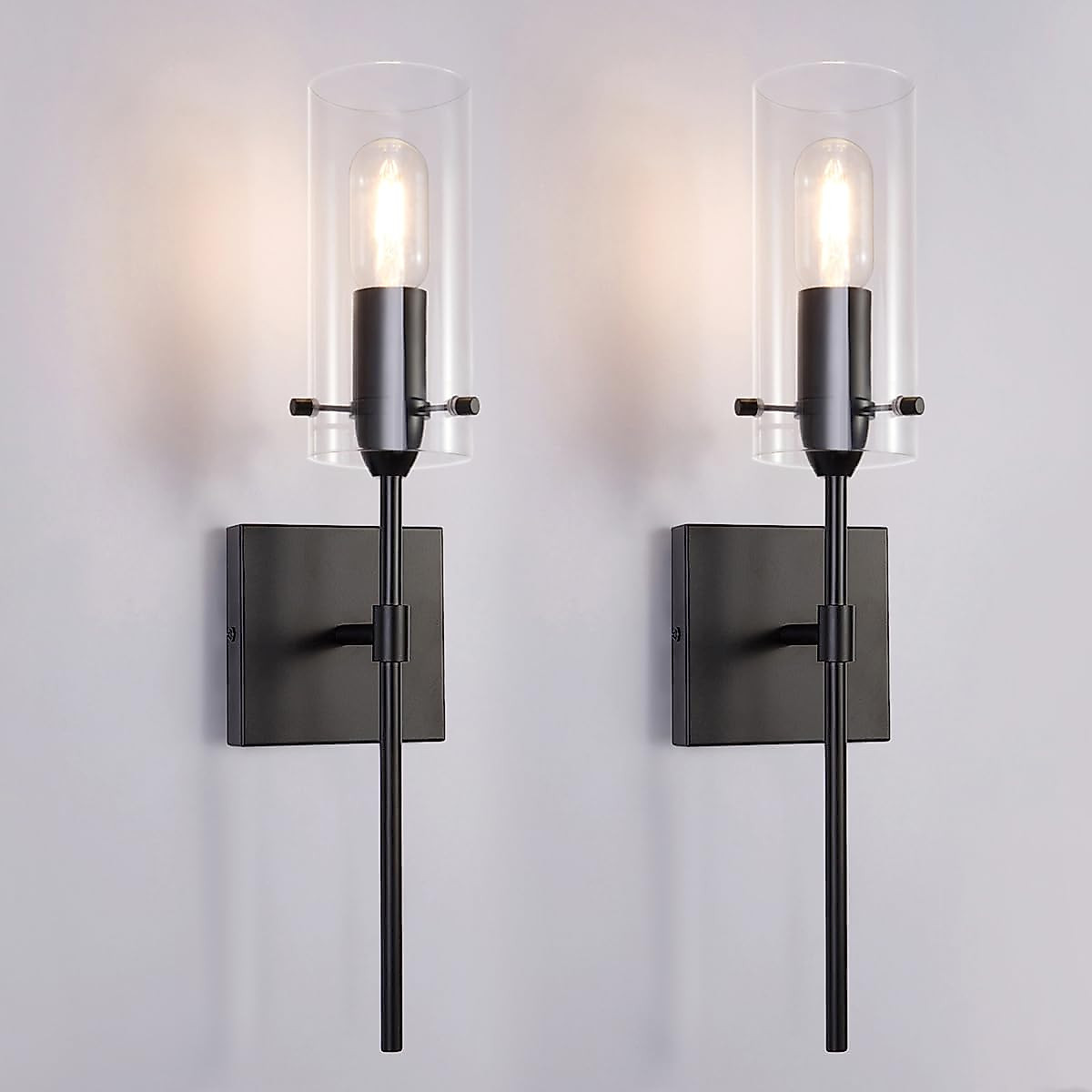 ZSMIHDOH Modern Wall Sconces Set of 2, Black Bathroom Vanity Light, Indoor Wall Sconces for Bedroom Living Room Hallway (Black - 2 Pack)