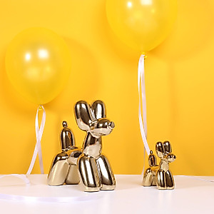Ardax Gold Home Décor Balloon Figurine Accent, Small Ceramic Animal Statue Handmade Sculpture Ornament (Dog)