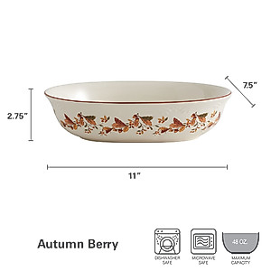 Pfaltzgraff Autumn Berry Oval Vegetable Bowl, white, 11.5 inches