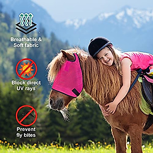 2 Pieces Horse Mask Protective Equine Mask Adjustable Comfort Horse Masks, L, Orange, Pink