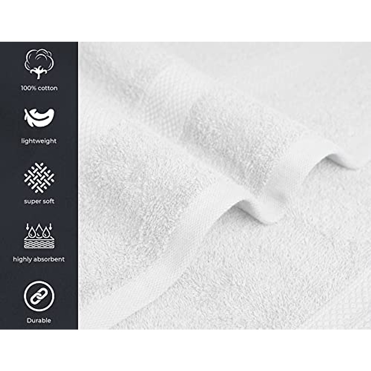 Avalon Bath Towels for Bathroom 100% Cotton White Bathroom Towels Pack of 6 (22x44 inches) - Quick Drying Bath Towels Set Small, Light Weight & Absorbent Perfect Gym & Pool Towel Set