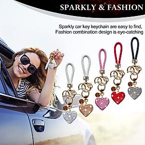 TX-INNO AUTO Crystal Car Keychain for Women with Sparkly Rhinestone Heart Shape Keychains Accessories, Cute keychain for Girls, Birthday Christmas Easter Valentines Day Mothers Day Gifts