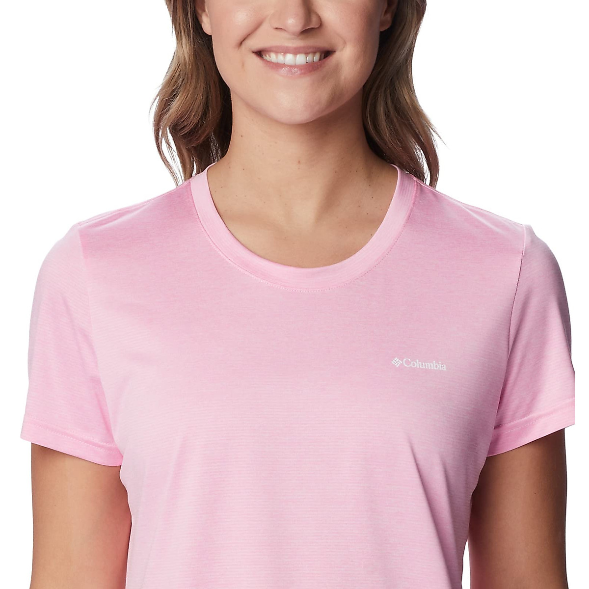 Columbia Women's Hike Short Sleeve Crew, Wild Rose, Large