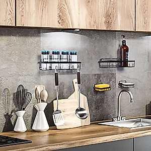 Shower Shelf for Inside Shower Adhesive Shower Caddy Soap Holders and Hooks No Drilling Shelves Bathroom Storage, Stainless Steel Organizer Wall Mount Toilet Storage Accessories Rustproof 4 sets