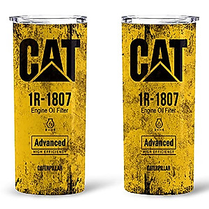 Alfaro Yellow CAT 1R 1807 Engine Oil Filter Advanced High Efficiency Caterpillar Skinny Tumbler 20 Oz Or 30 Oz For Caterpillar Lover, Tumbler For Mechanic Lover,Multicolor