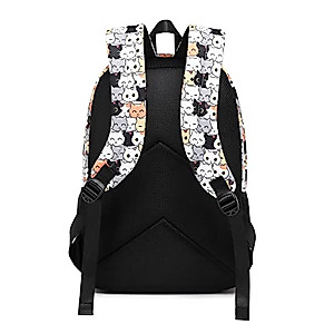 Teecho Cute Backpack for Girl Roomy College Middle Day Bag For Girl Women Knapsack Cat