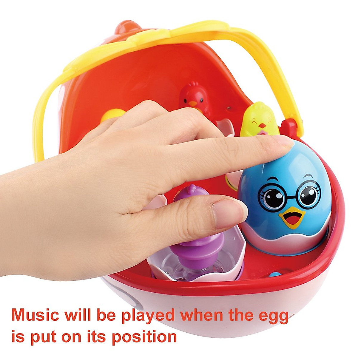 PUSITI Baby Toys Electronic Learning Toys for 2 3 4 5 Years Old Toddlers Kids Education Music Toys Easter Eggs and Hen Basket Musical Toys for Boys and Girls Birthday Gift 18 Months and Up