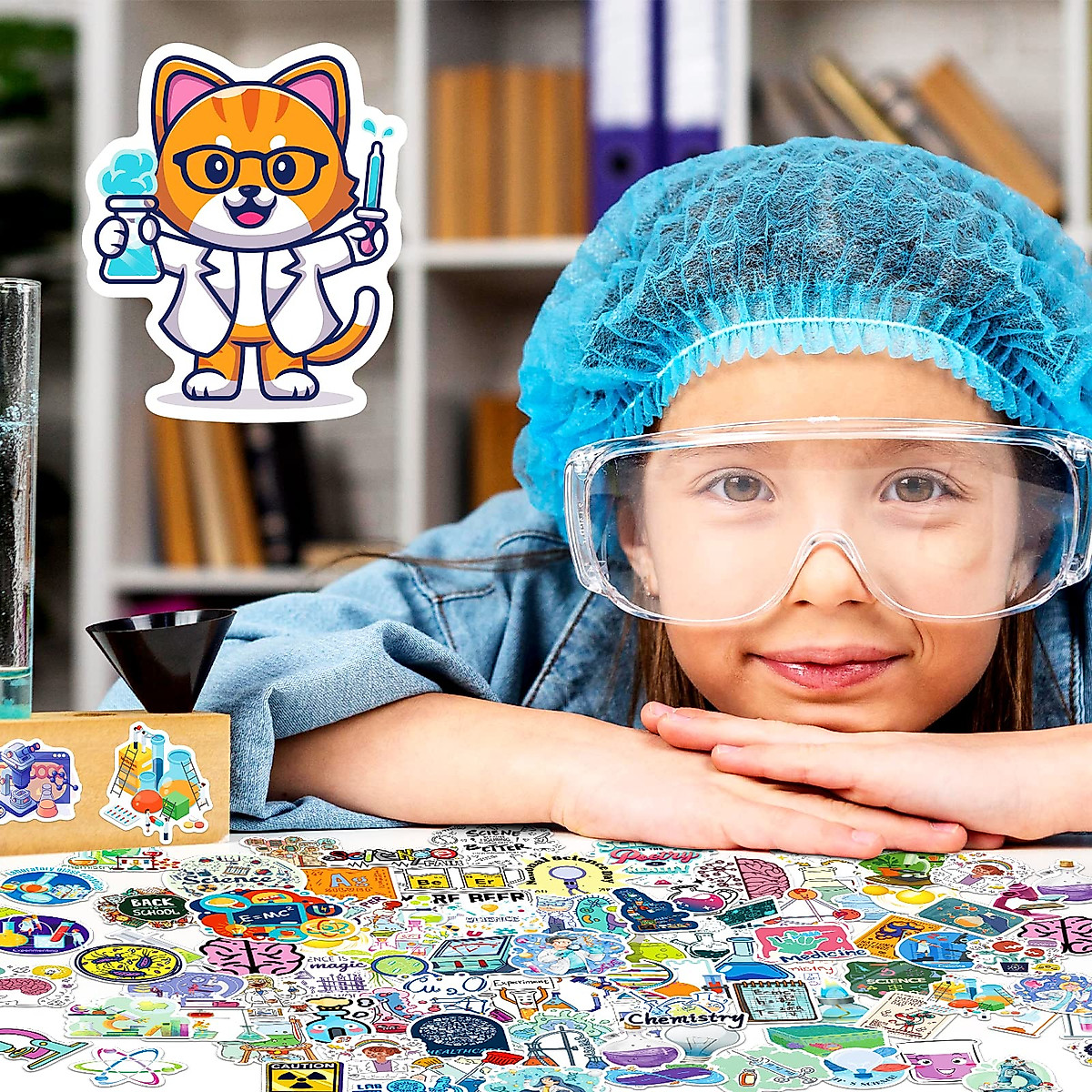 300 PCS Science Stickers, Teacher Stickers for Kids, Physics Math Experiment Waterproof Stickers for Water Bottles Laptop Skateboard Notebook