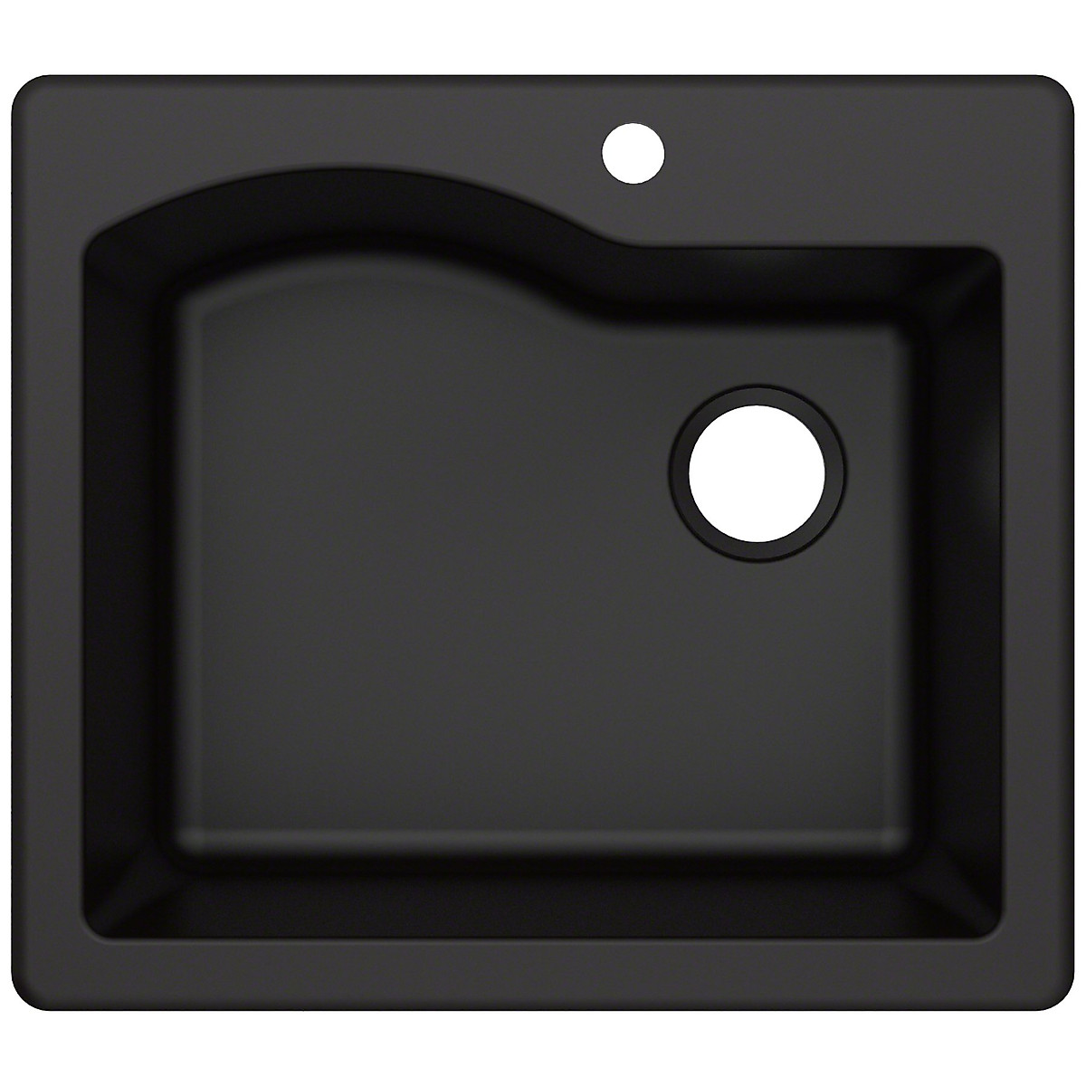 KRAUS KGD-441 Quarza 25-inch Dual Mount Single Bowl Granite Kitchen Sink in Black