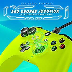 SZDILONG Wired Controller for Xbox One, Xbox Series X|S, PC Wired Controller with 5.9-Foot Cable and 3.5 mm Audio Jack, Green