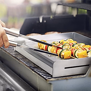 LITTLE GRIDDLE Sizzle-Q SQ180 100% Stainless Steel Universal Griddle with Even Heating Cross Bracing for Charcoal/Gas Grills, Camping, Tailgating, and Parties (18"x13"x3")