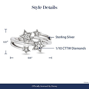 Jewelili Enchanted Disney Fine Jewelry Sterling Silver 1/10 Cttw Natural White Diamond Tinker Bell Ring size 9