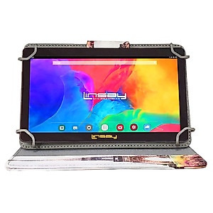 LINSAY 7" 2GB RAM 32GB Storage Android 12 Tablet with Paris Leather Case, Pop Holder and Pen Stylus