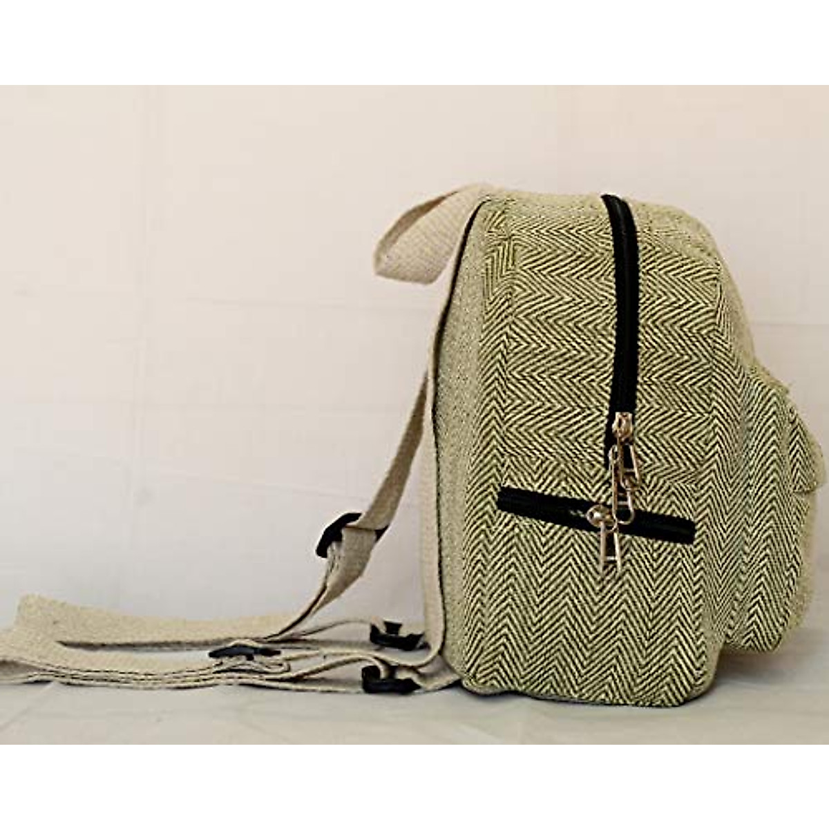 Eco Friendly Mini Backpack For women Handmade Hemp Backpack For Women organic Beautiful Small Backpack (LIGHT GREEN)