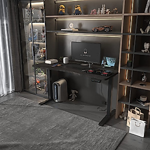 Monomi Height Adjustable Electric Standing Desk, 55 x 28 Inches Stand up Desk, Sit Stand Home Office Computer Desk(Black Frame+Marble Black Top)