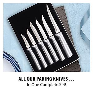 RADA Paring Knife Set – 6 Knives with Stainless Steel Blades and Knife Sharpener
