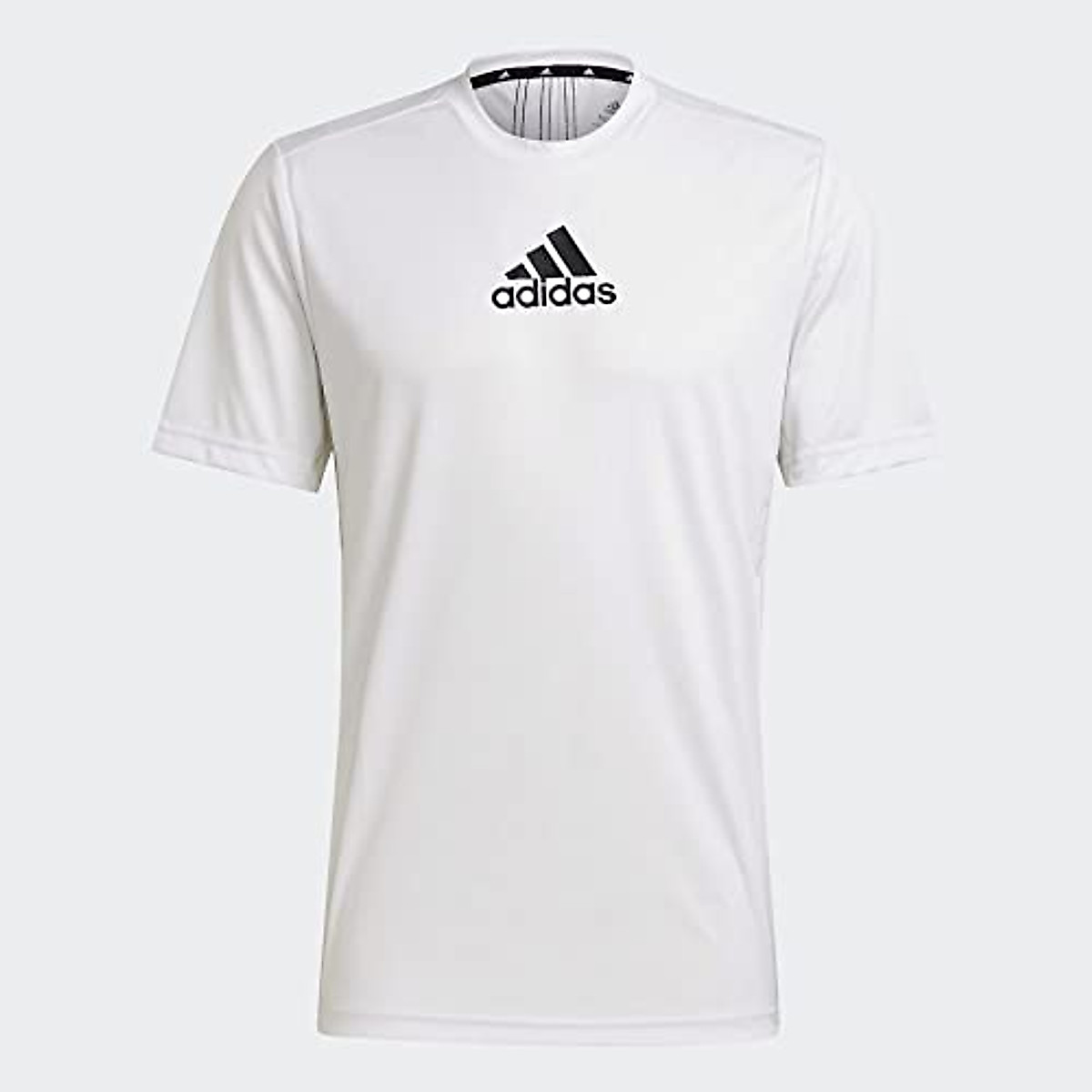adidas Men's Primeblue Designed 2 Move 3-Stripes Tee, White/Black, XX-Large