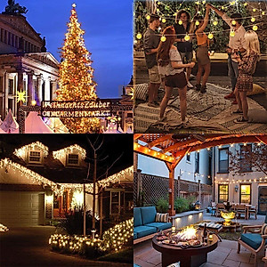 Solar String Lights Outdoor YEEMATOP 60 LED 36 Feet Solar Fairy Lights with 8 Lighting Modes,Indoor String Lights Waterproof Crystal Globe Lights for Garden,Party,Wedding,Christmas Decor (Warm White)