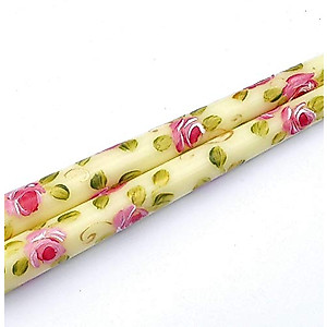 Decorated 8 Inch Tall Hand Painted Pink Rose Ivory or White Short Taper Candles Set Small Housewarming Gift for Women