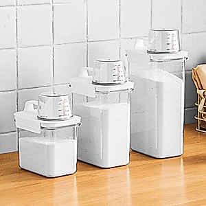 Houchu Washing Powder Container Household Detergent Box Laundry Measuring Cup Detergent Powder Storage Bucket(M)