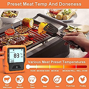 Wireless Meat Thermometer with Probe - BESTCROF Bluetooth Food Thermometer for Grilling and Smoking, Grill Thermometer with Dual Probes, Smart BBQ Thermometer for Cooking Turkey Fish Beef