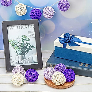 DomeStar Decorative Balls Centerpiece Bowls, 32PCS Purple Rattan Balls Very Peri Wicker Balls 2 Inch Natural Decorative Orbs Vase Fillers