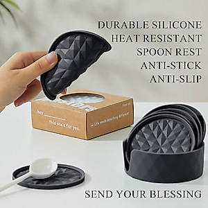 Wingcases Silicone Coasters for Drinks[6 Pack]- Cup Mat with Holder for Tabletop Protection-Non-Slip, Non-Stick, Coffee Table Decor, Great Gift for Any Occasion, Black