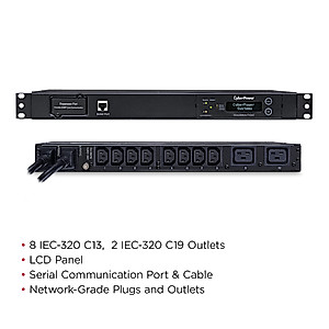 CyberPower PDU20MHVT10AT Metered ATS PDU, 200-240V/20A, 12 Outlets, 1U Rackmount