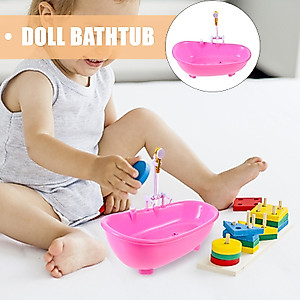 Toyvian Toy Bathtub for Dolls, Baby Doll Real Working Bath Set Electric Bathtub with Shower and Faucet Pretend Play Toy Play Water Accessories Fits Most Dolls ​Up to 12''