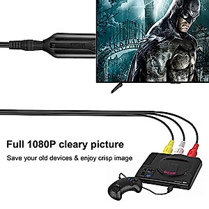 Wiistar RCA to HDMI Converter 1080P CVBS Composite AV to HDMI Video Audio Cable Converter Adapter for PS3 TV STB PC Laptop VHS VCR Camera DVD Players