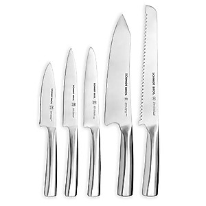 Schmidt Brothers - 6-Piece Knife Set, High-Carbon Stainless Steel Cutlery with Knife Block