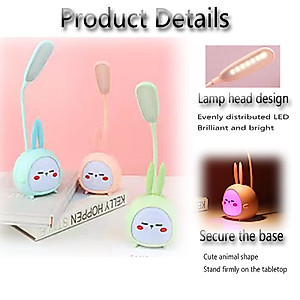 Neioaas Mini Bunny Night Light, Portable LED Table Light, Cute Rabbit Foldable USB Rechargeable Reading Light Bedroom Children's Bedside Study (Pink Rabbit)