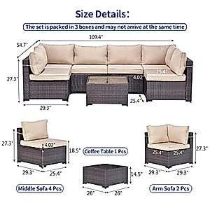 Outdoor Patio Furniture Set 7 Pieces Sectional Rattan Sofa Set Manual Wicker Patio Conversation Set111