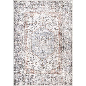 nuLOOM Jacquie Machine Washable Vintage Floral Area Rug, 8' x 10', Gray