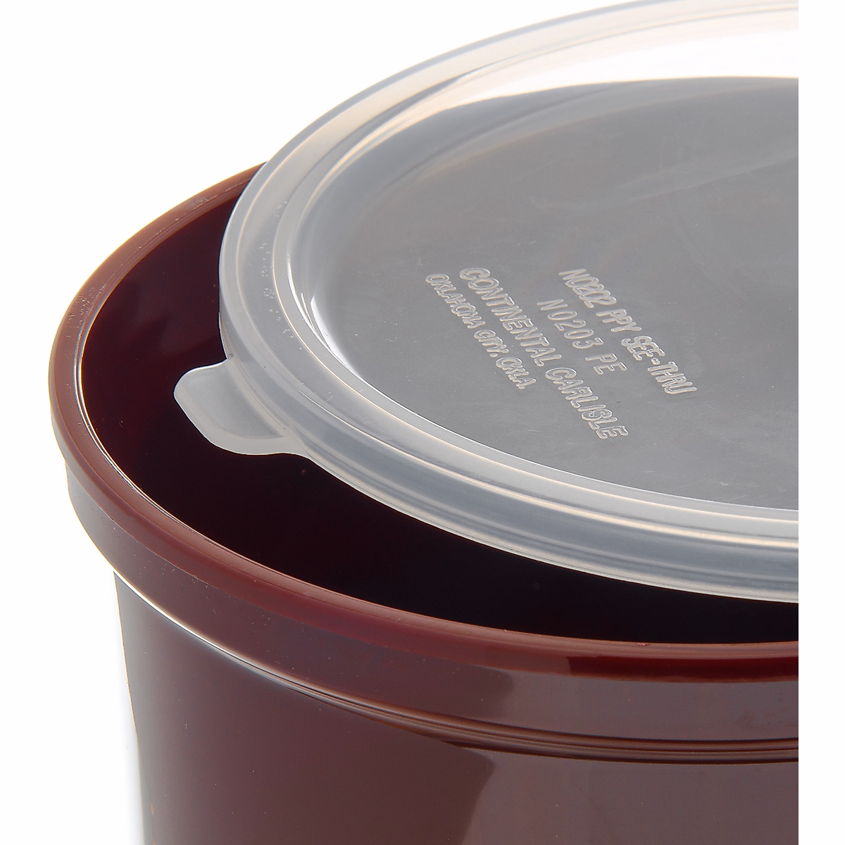 Carlisle FoodService Products Classic Round Storage Container Crock with Lid for Kitchen, Restaurants, Home, Plastic, 1.5 Quarts, Brown, (Pack of 6)