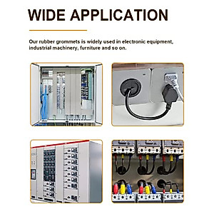 45 PCS Rubber Grommet Assortment Kit 1-1/2" 1" 7/8" 13/16" 5/8" Drill Hole, Double Sided Round Firewall Hole Plugs for Wiring, Automotive, Boat, Home Improvement Cord Pipe Wire Organization, Black