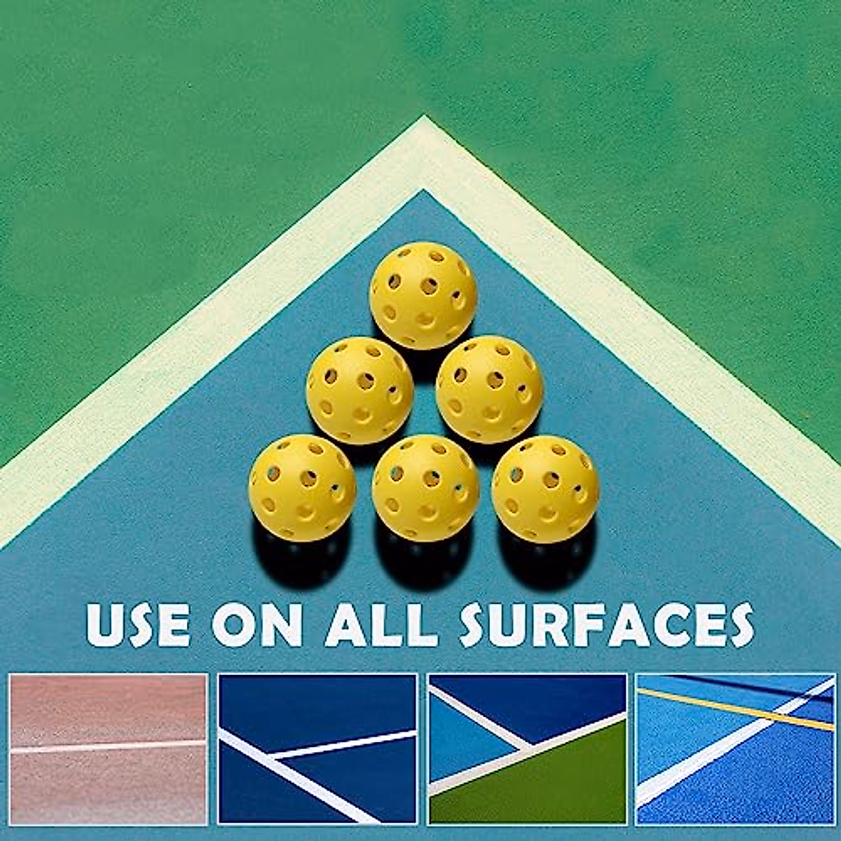 SHALLWE Pickleball Balls, Outdoor Pickleball Balls 6/12 Pack, Meets USAPA Standards Pickleball Outside 40 Holes, Yellow Pickle Balls with Portable Mesh Bag