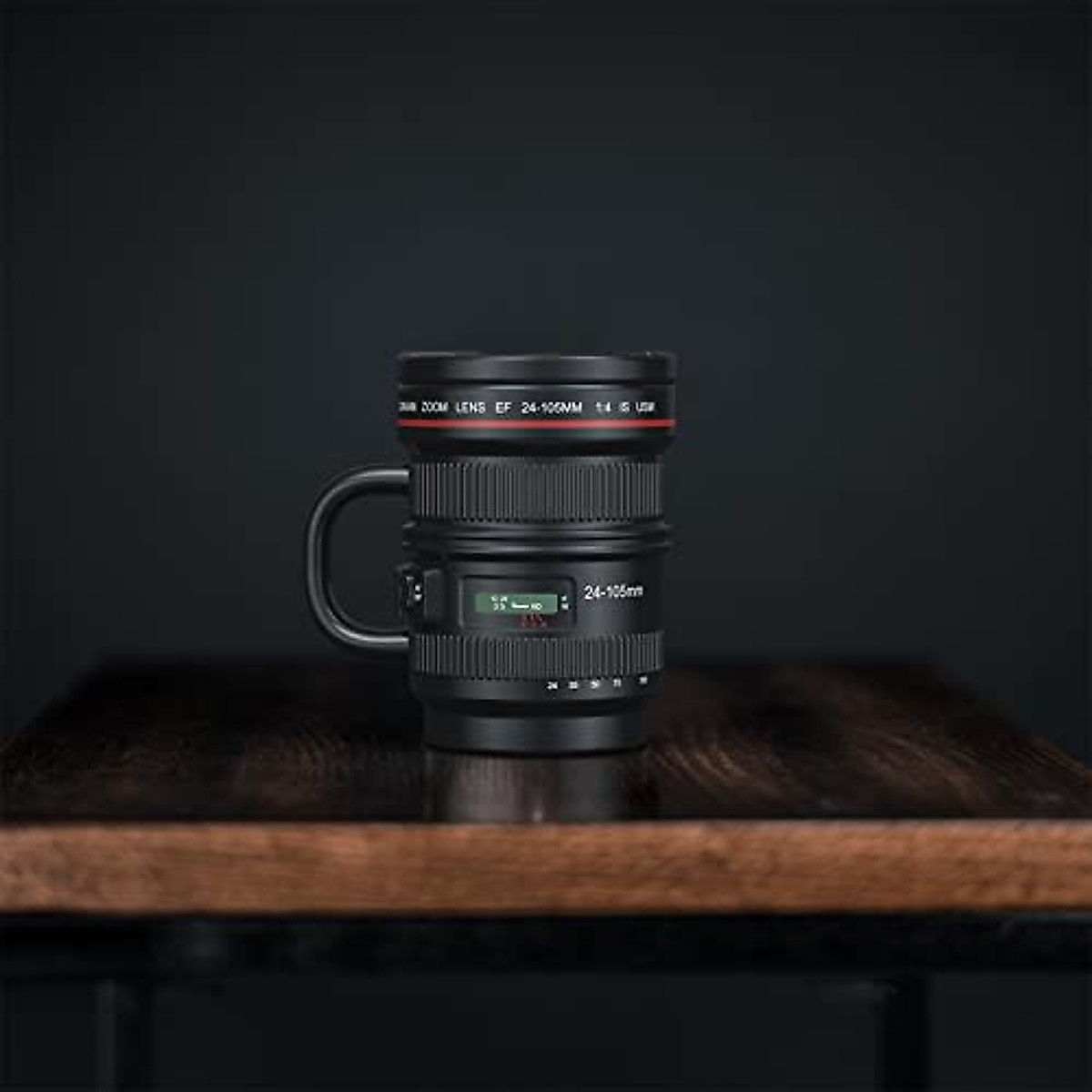 Cabtnca Camera Lens Coffee Mug, Photographer Gifts, Camera Lens Mug 16Oz, Ceramic Camera Mug, Cool Gifts for Photographers Men, Photography Gifts Christmas, Camera Lens Cup with Lid and Handle, Black