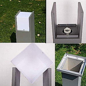 ZMY Outdoor Modern Simple Pillar Light Waterproof Aluminum Metal Post Lighting Acrylic Garden Loft Gate Column Lantern Courtyard Home Villa Decorative Pathway Fixture E27 Edison