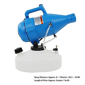 Electric ULV Portable Fogger Sprayer Machine, 4.5L Capacity, 1400W Power, Adjustable Spray, 20-50 Micron Particle Size, Automatic Spraying, Blue (US Plug 110V)