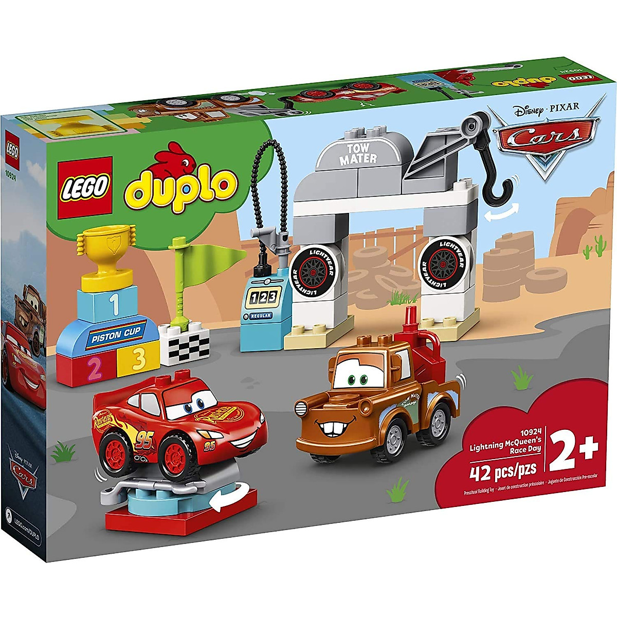 LEGO DUPLO Disney and Pixar Cars Lightning McQueen's Race Day 10924 Toddler Toy with Lightning McQueen and Mater; Great Gift for Kids Who Love Race Car Toys and Tow Trucks, New 2020 (42 Pieces)