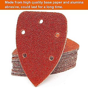 Detail Sander Paper, 80-600 Grits, Hook and Loop Backing, 5 Holes, for Sanding and Polishing, 60 Sheets